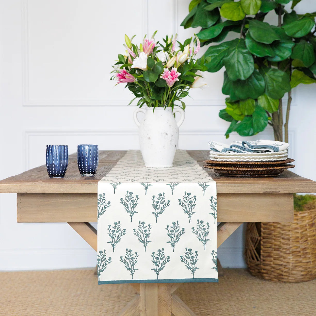 India Hicks Home Thistle Dusty Sky Table Runner – Blair and Blythe
